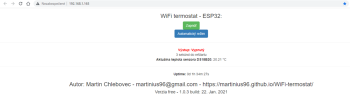 Podpora ESP32 do projektu WiFi termostat :: Arduino-esp8266-esp32-projekty